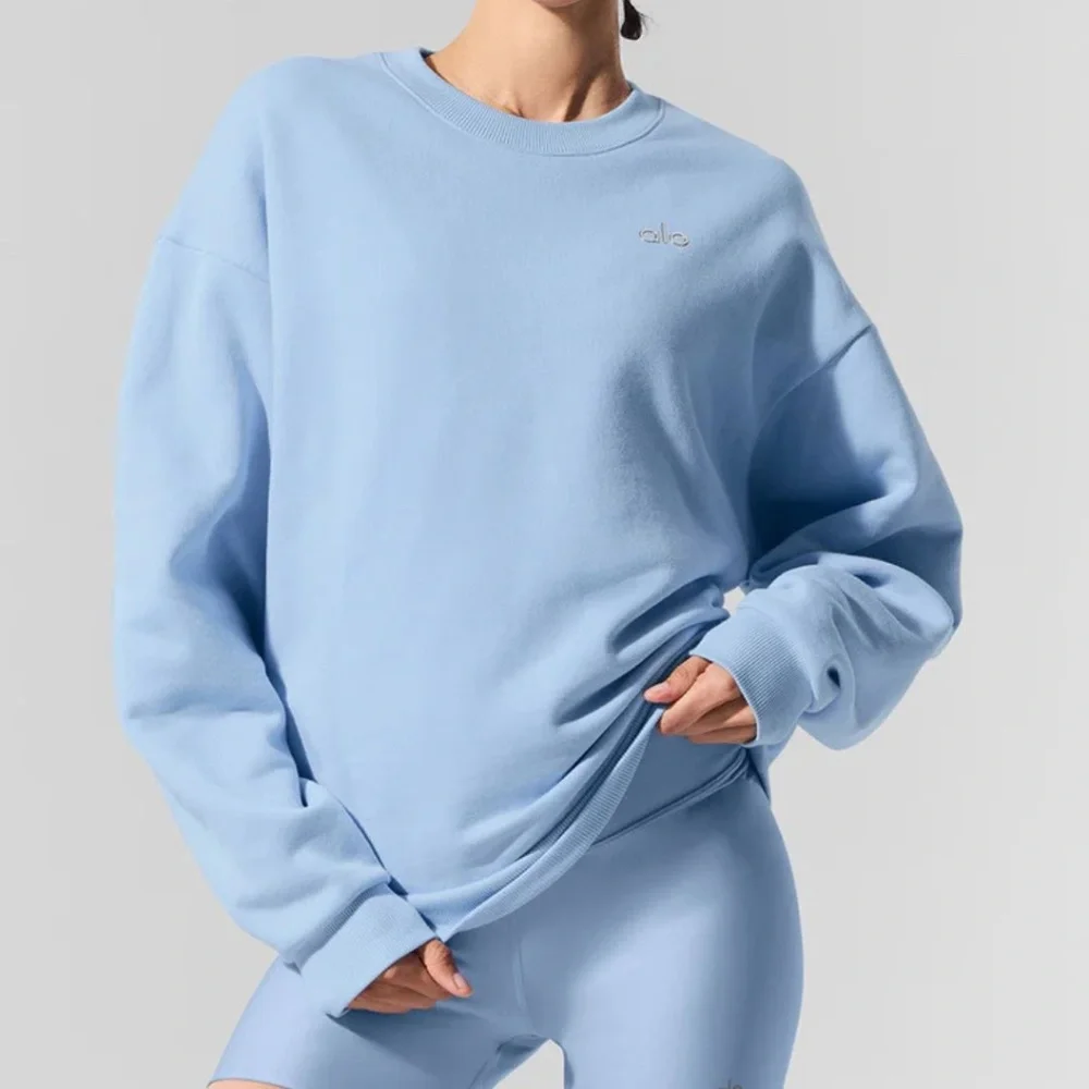 ALO Yoga | Tops | Alo Accolade Crew Neck Pullover Size M Seashell Blue ...